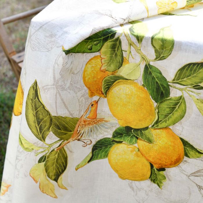 Italian Linen Tablecloth | Traditional Design with Lemons – Origine ...